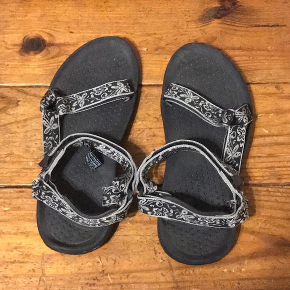 Teva | Shoes | Teva Womens 1 Black Silver Floral Sandals | Poshmark